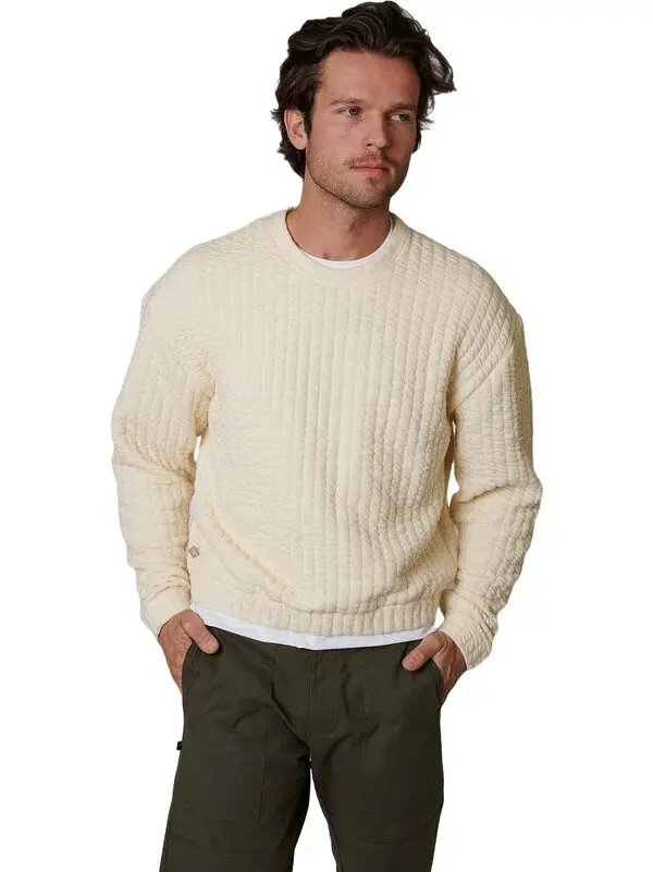 LEISURE LAB Quilted Crewneck Sweater - Ivory
