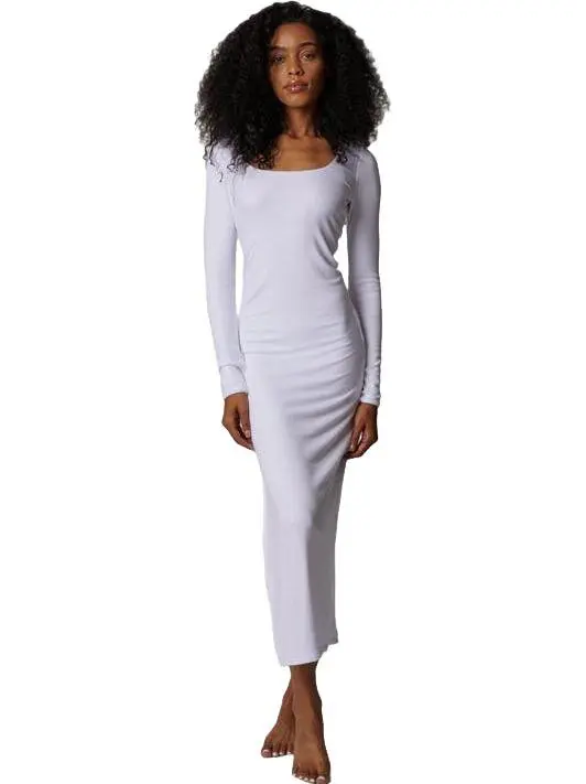 LEISURE LAB Bal Harbor Long Sleeve Rib Dress - White