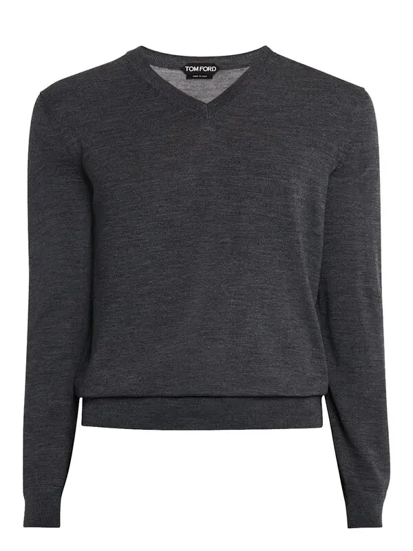 TOM FORD V-neck Wool Sweater - Dark Grey
