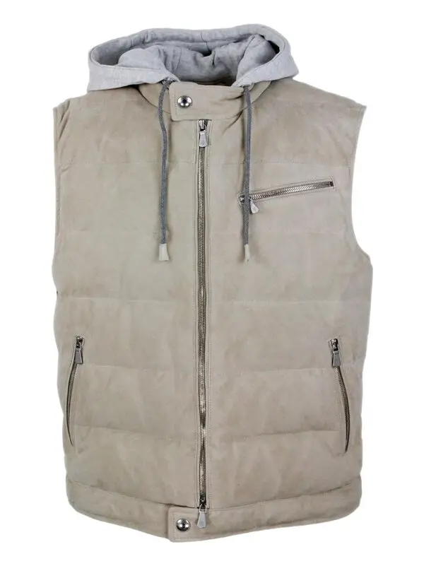 Eleventy Padded Suede Vest - Grey
