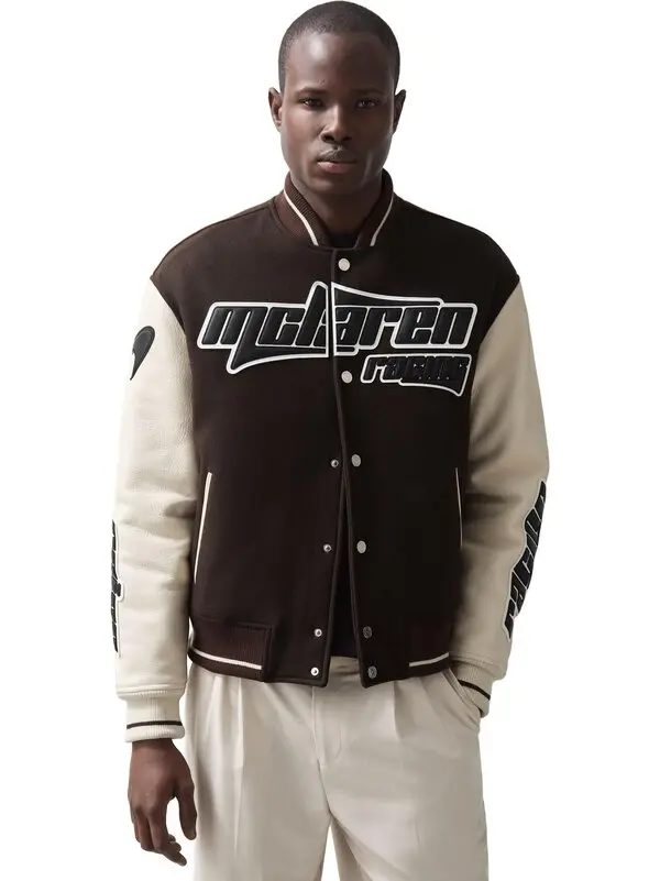 REISS X Mclaren F1 Team Circuit Bomber Jacket - Brown/ivory/white