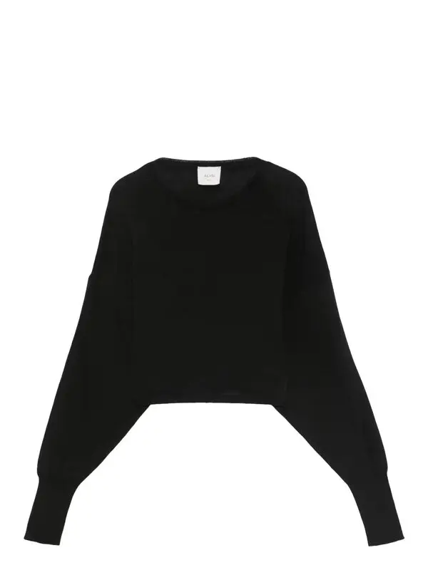 ALYSI Cropped Cotton Sweater - Black