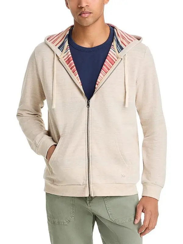 Marine Layer Fleece Zip Front Hoodie - Oat Multi
