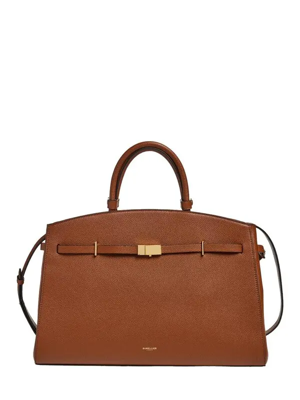 DEMELLIER New York Leather Satchel - Tan Small Grain