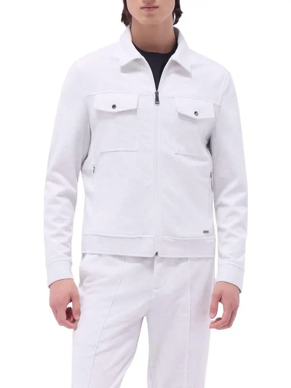 Bugatchi Soft Touch Zip Knit Shirt Jacket - Chalk