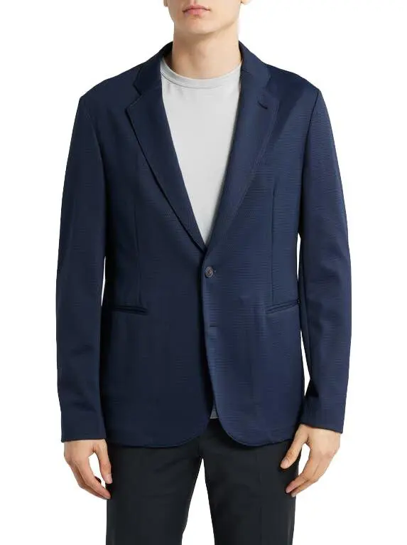 Emporio Armani Rice Stitch Sport Coat - Solid Blue Navy