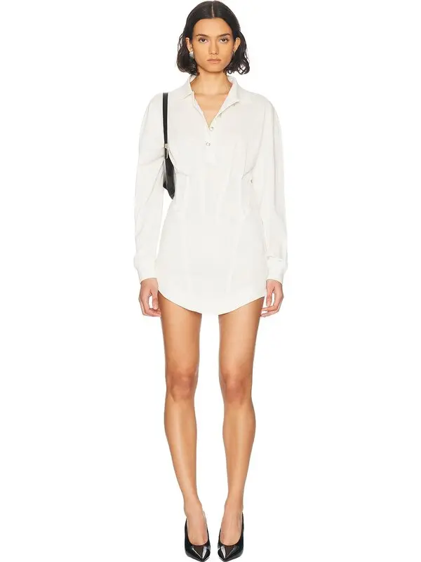 MUGLER Long Sleeve Shirt Dress - Snow