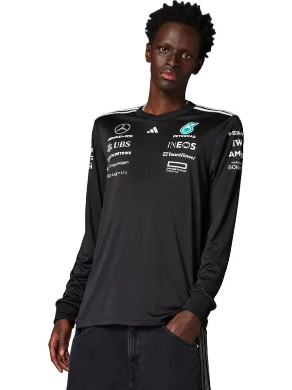 Adidas Mercedes-amg Petronas Formula One Team Driver Long Sleeve Jersey - Black / White