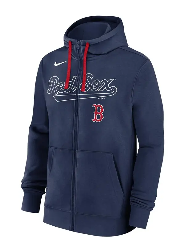 Nike Boston Red Sox Knockout Script Mlb Full-zip Hoodie - Blue
