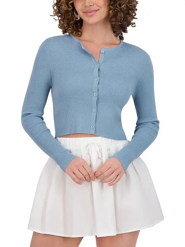 POINT Cropped Cardigan - Dusty Blue