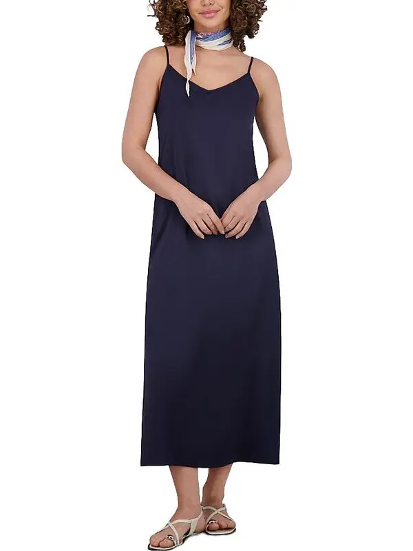 NIC+ZOE Satin Straight Slip Dress - Dusk Navy