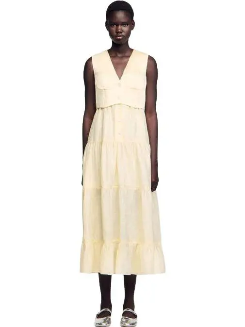 Sandro Linen Maxi Dress - Light Yellow