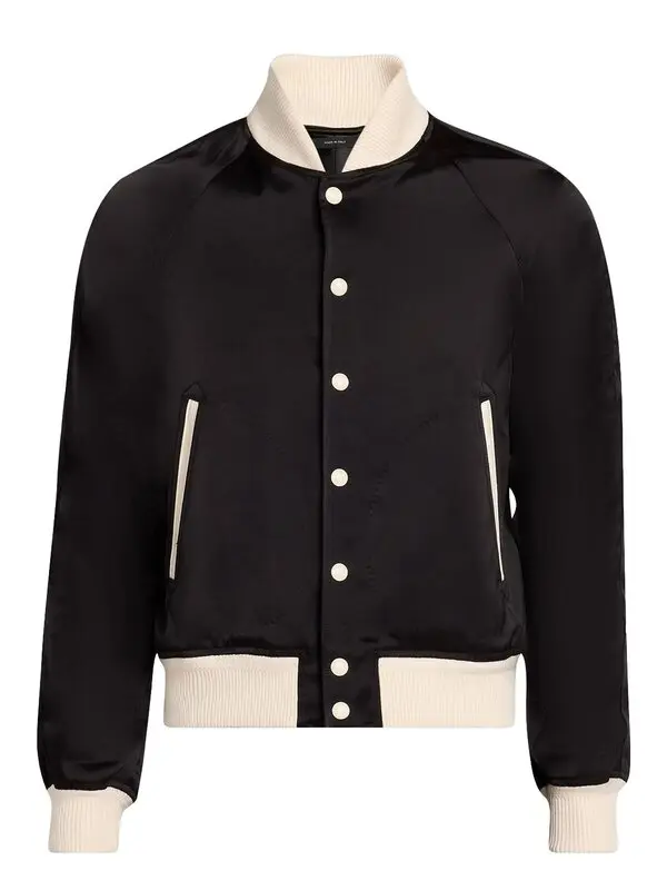 TOM FORD Satin Bomber Jacket - Black White