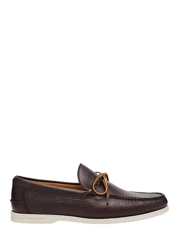 Peter Millar Leather Boat Shoes - Chocolate