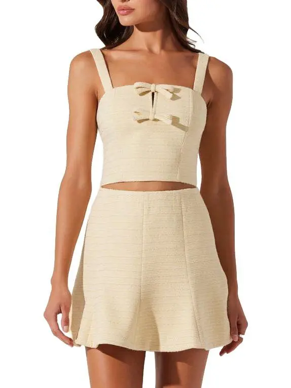 Astr The Label Kiona Diamante Tweed Crop Top - Yellow
