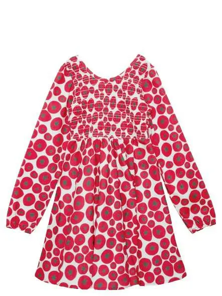 WORTHY THREADS Ruched Printed Dress - Tomato