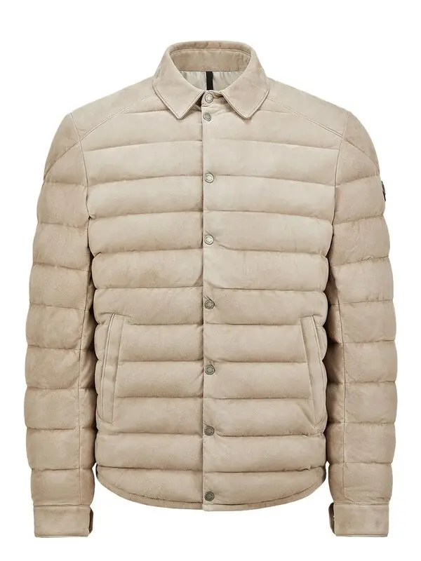 Moncler Etale Suede Down Shirt Jacket - Brown