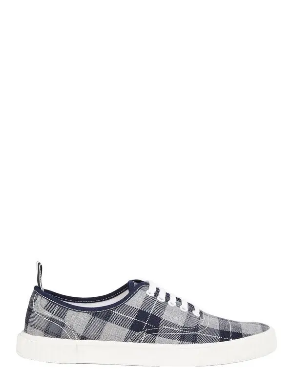 Thom Browne Heritage Checked Twill Sneakers - Gray
