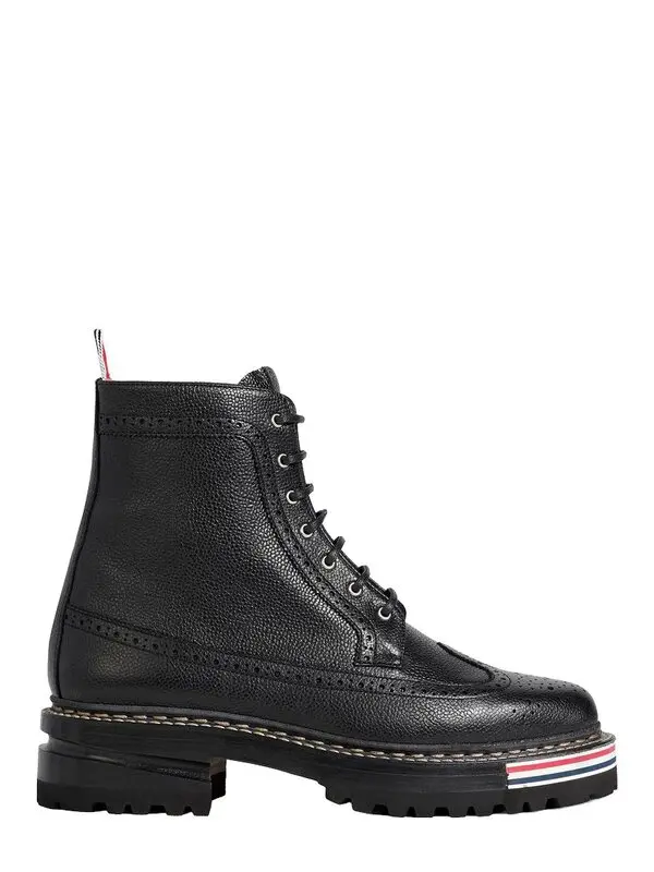 Thom Browne Pebbled Leather Brogue Boots - Black