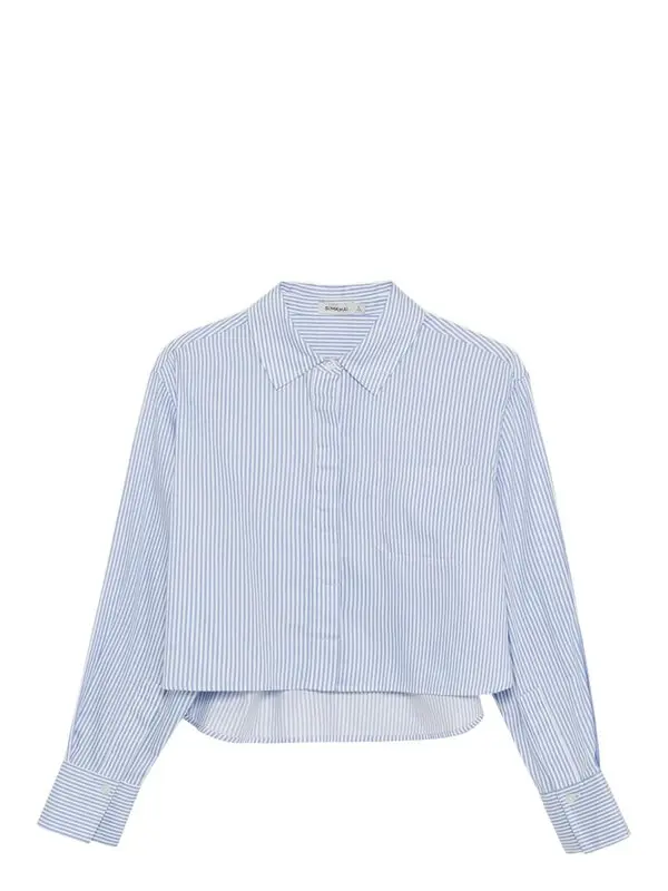 Simkhai Renata Pinstripe Crop Shirt - Blue Hydrangea Stripe