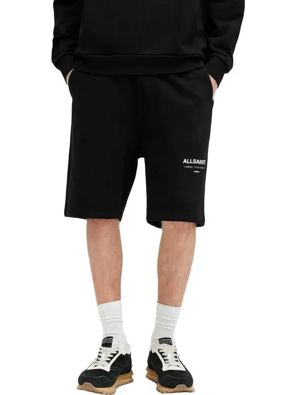 All Saints Underground Relaxed Fit Organic Cotton Sweat Shorts - Jet Black