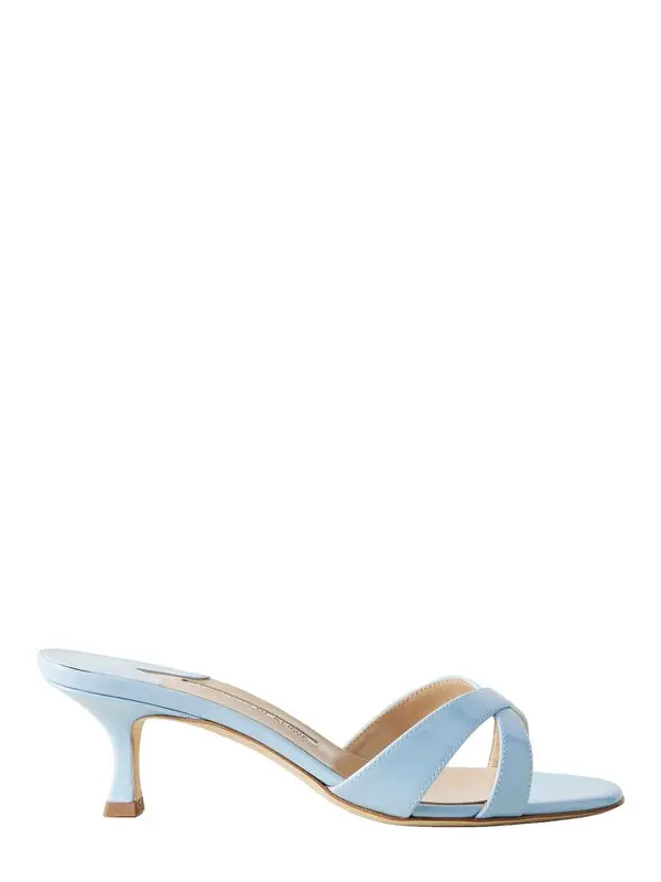 Manolo Blahnik Callamu 50 Patent-leather Mules - Blue