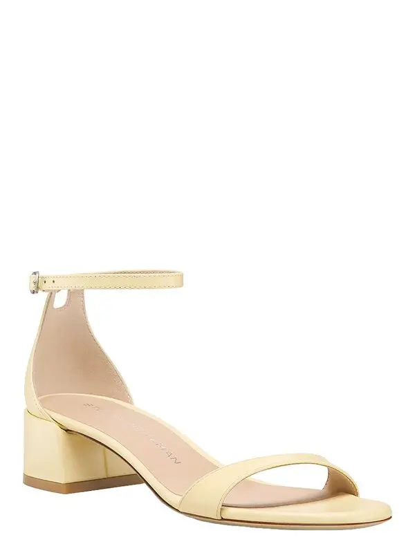 STUART WEITZMAN Nudist 35 Block Heel Sandals - Lemon Chiffron