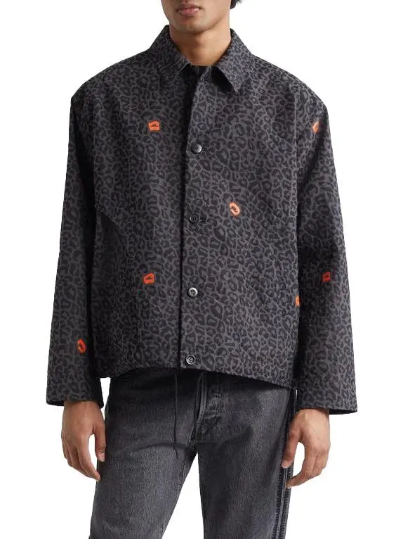 UNDERCOVERISM Leopard Print Coach's Jacket - Gray Base