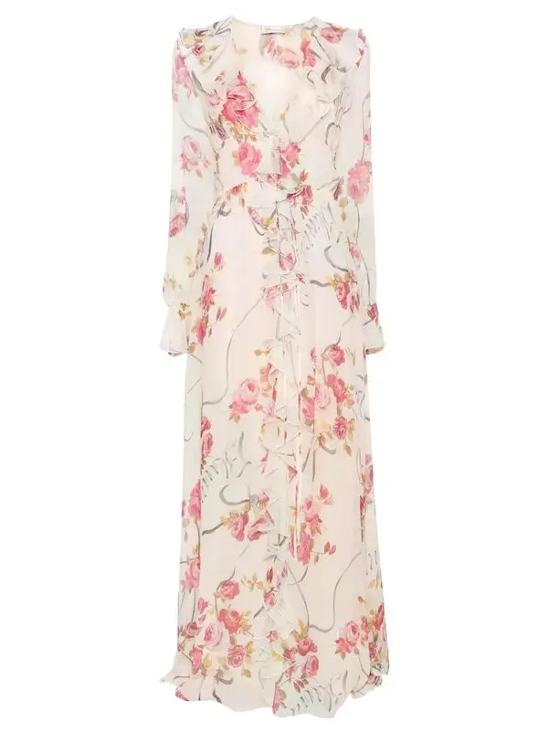 Blumarine Floral-print Maxi Dress - Neutrals