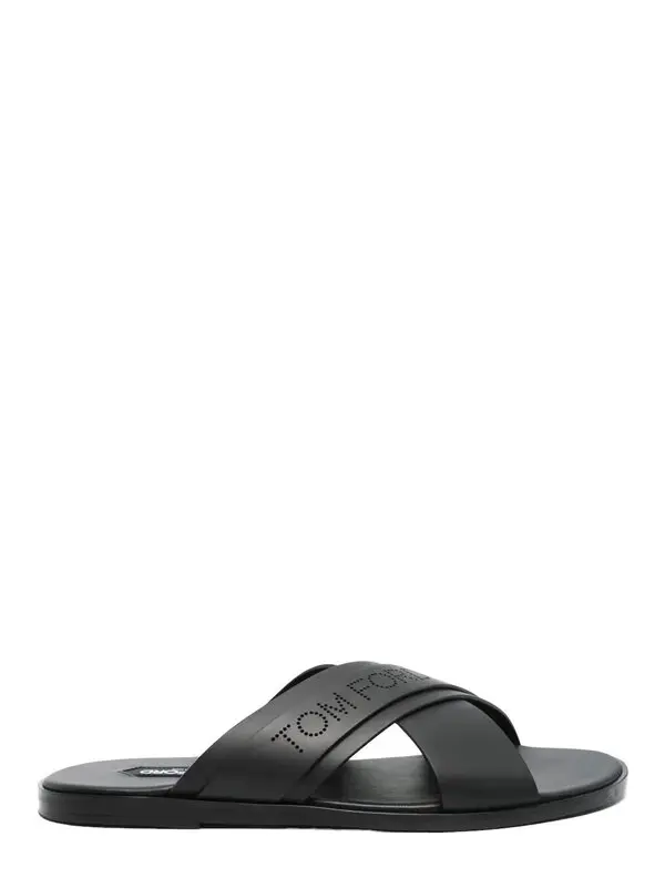 TOM FORD Logo-perforated Slides - Black