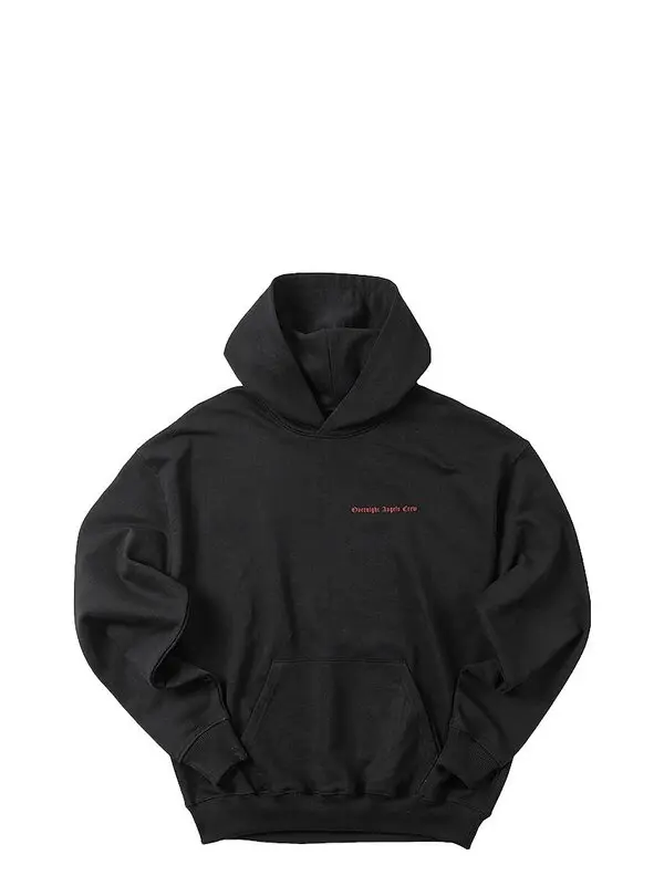 OVERNIGHT ANGELS CREW Oversized Graphic Hoodie - Black