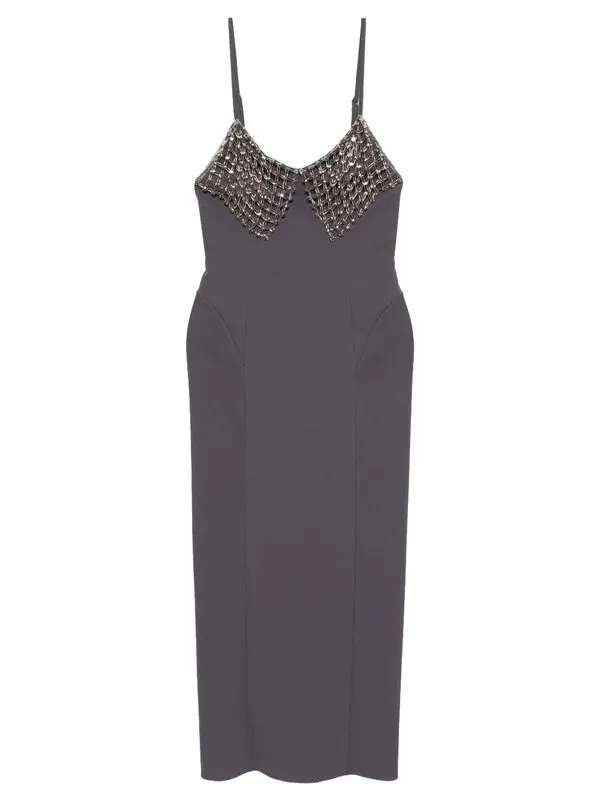 Attico Rhinestone-embellished Midi Dress - Grey