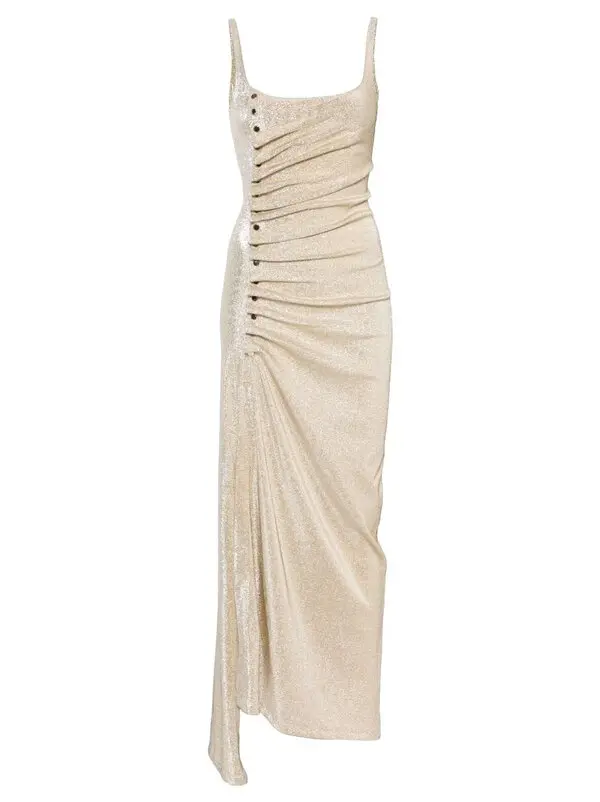 Rabanne Side-button Maxi Dress - Gold