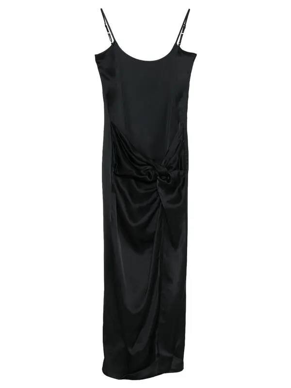 Attico Gathered Long Dress - Black