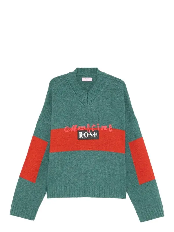 Martine Rose Contrast Stripe Wool Sweater - Green