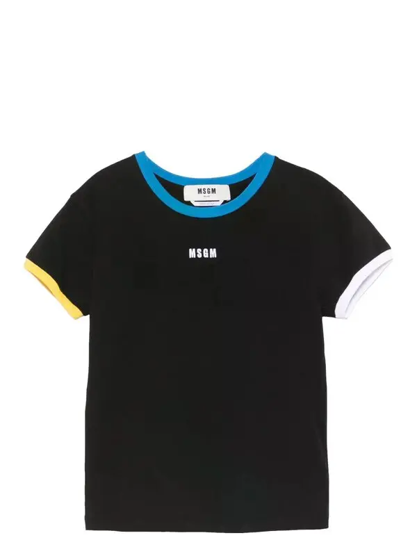 MSGM Logo-embroidered T-shirt - Black