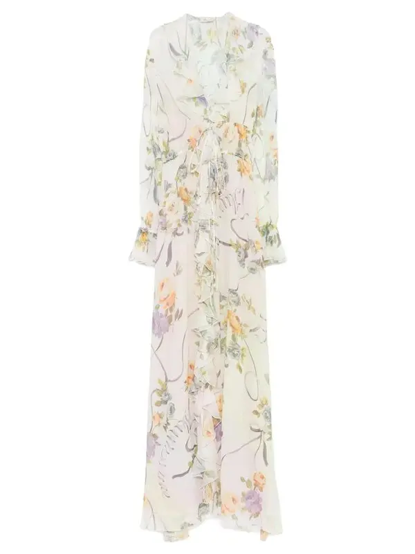 Blumarine Floral-print Maxi Dress - White