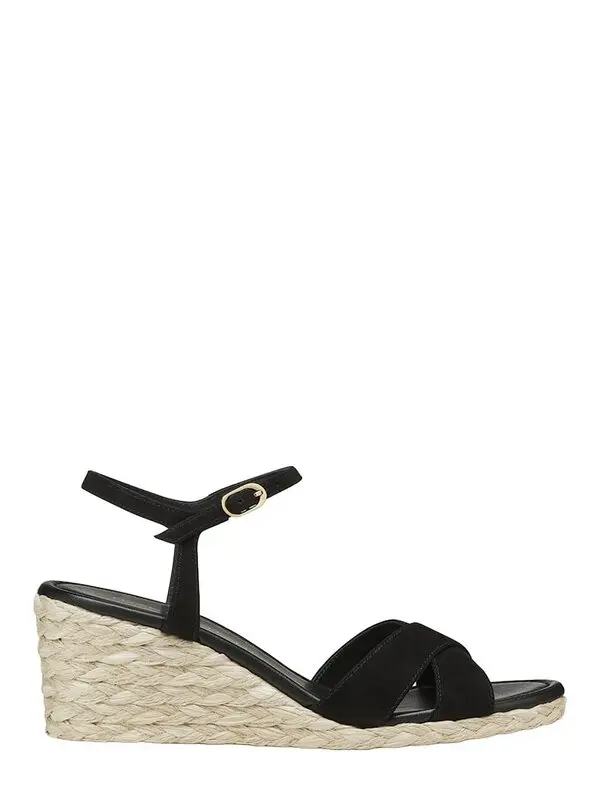 STUART WEITZMAN Dayna Suede Wedge Espadrilles - Black/natural