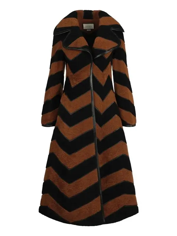 Gucci Chevron Fur Coat - Brown
