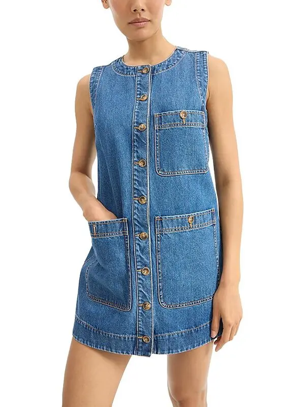 Veronica Beard Oakley Denim Shift Dress - Cornflower