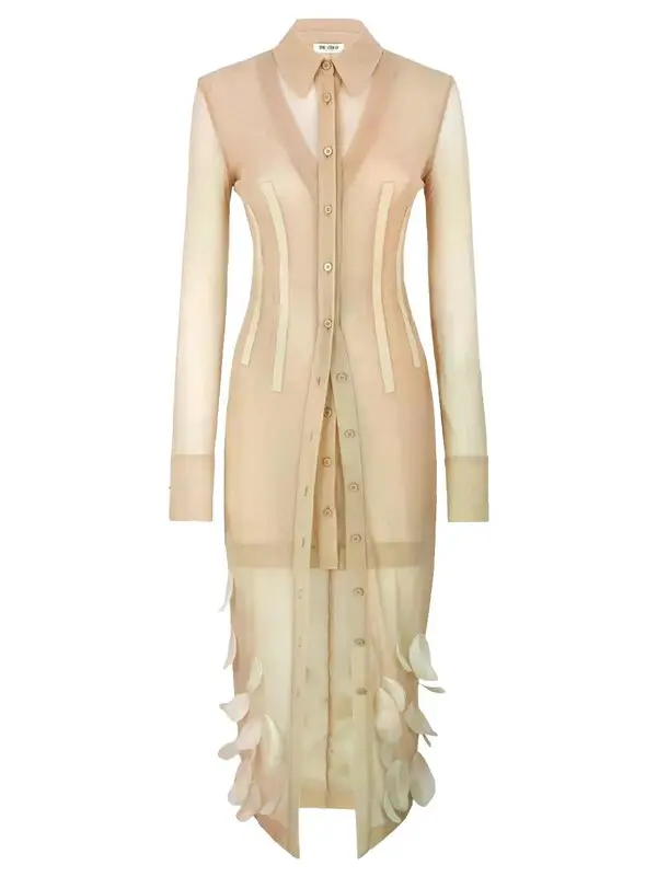 Attico Long Sleeve Shirt Dress - Neutrals