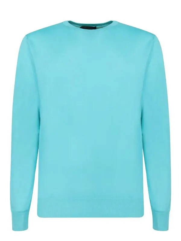 MOORER Long Sleeve Crew Neck Sweater - Blue