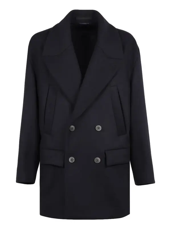 Giorgio Armani Double-breasted Pea Coat - Blue