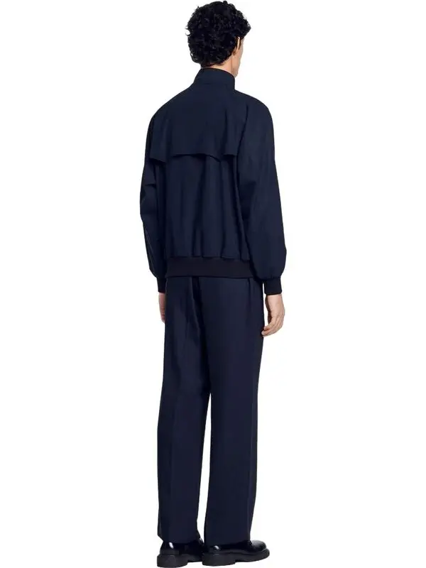 Sandro High-neck Zip-up Jacket - Midnight Blue