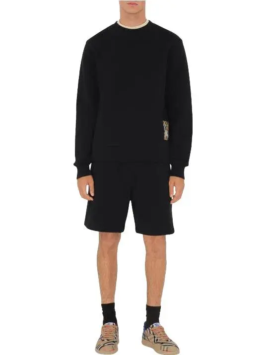 Burberry Check Label Cotton Shorts - Black