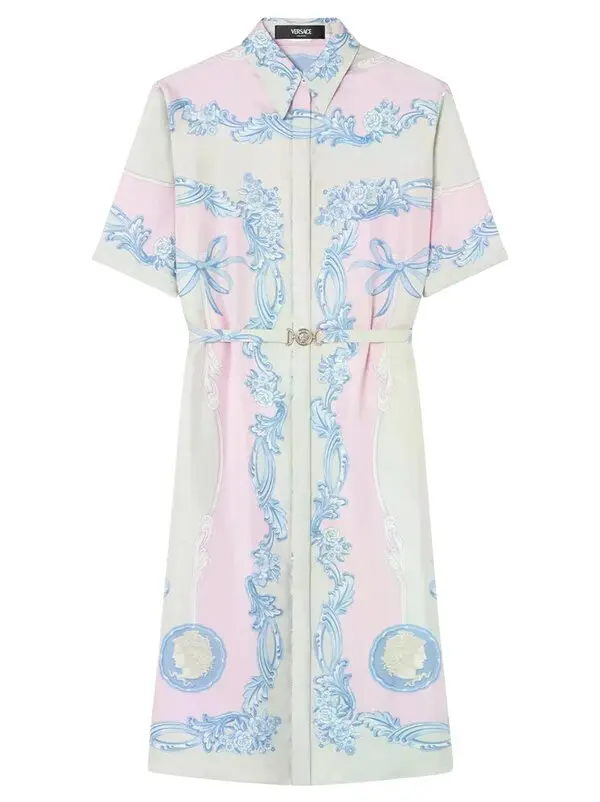 Versace Cameo Midi Shirt Dress - White
