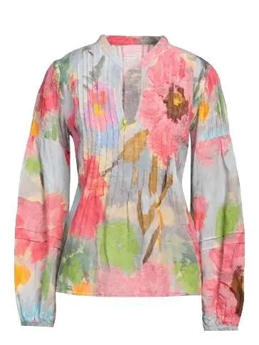 120% Lino Multicolor Linen Blouse - Red