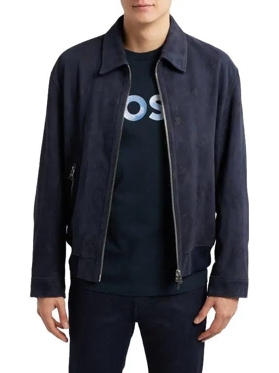Hugo Boss Merwyn Emed Leather Jacket - Dark Blue