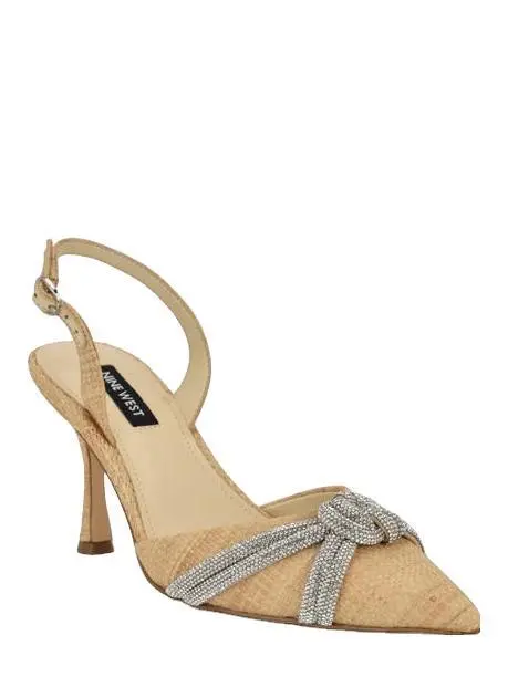 Nine West Deby Pointed Toe Slingback Pumps - Light Natural