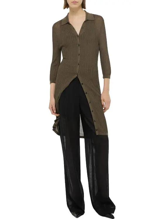 Helmut Lang Longline Pointelle Dress - Cognac